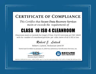 Class 10 ISO 4 Cleanroom - Secure Data Recovery Services